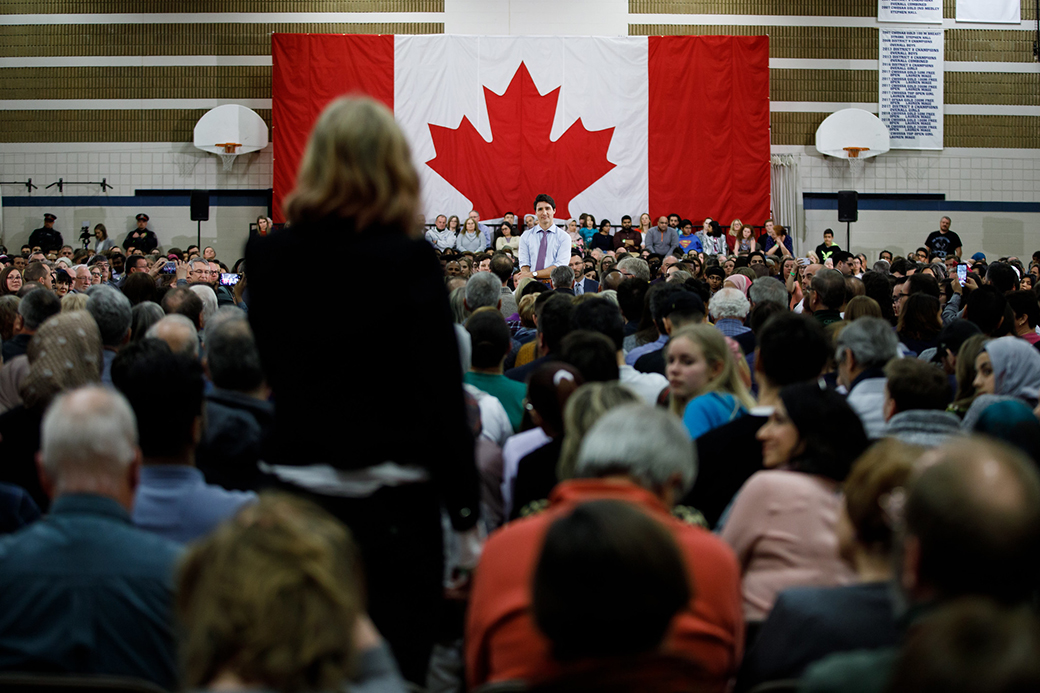 Prime Minister Justin Trudeau participates in a town hall discussion in ...