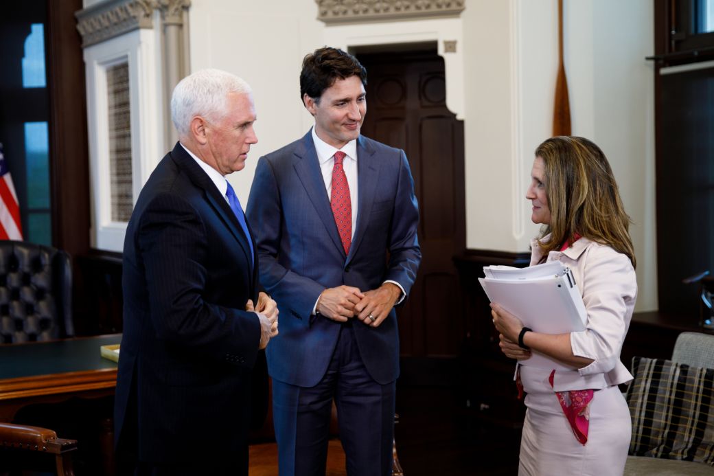 Prime Minister Justin Trudeau and Minister Chrystia Freeland meet with ...