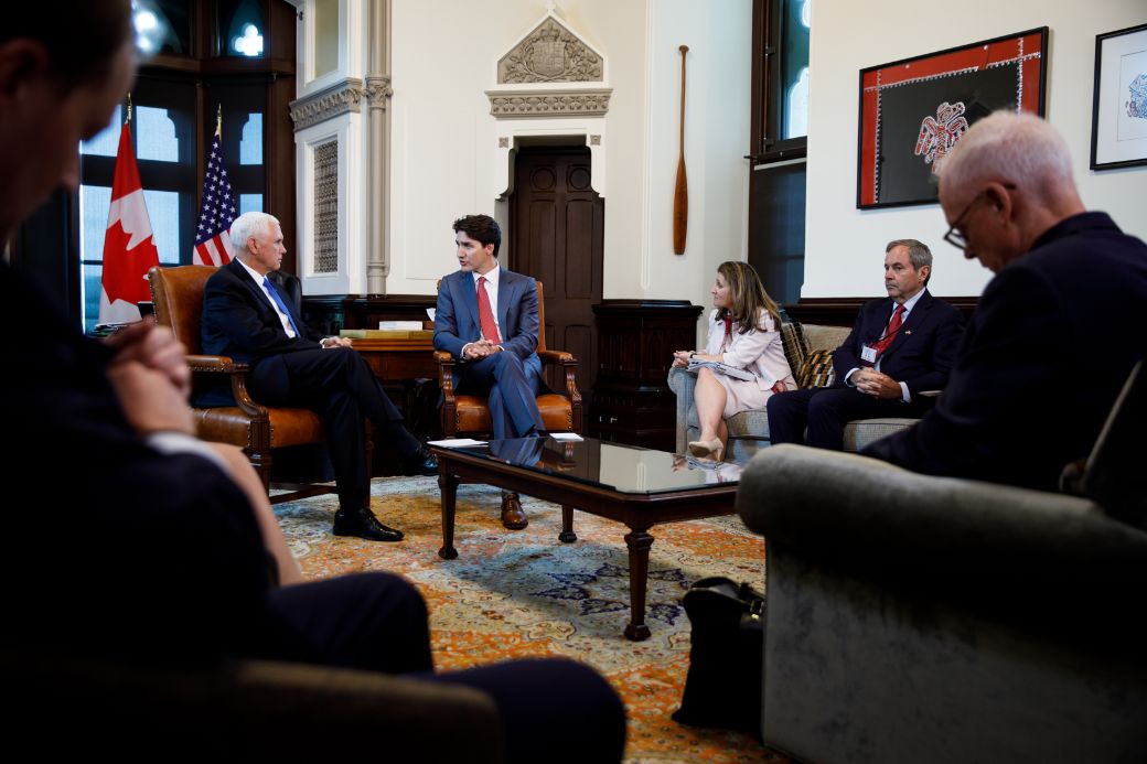 Prime Minister Justin Trudeau and Minister Chrystia Freeland meet with ...