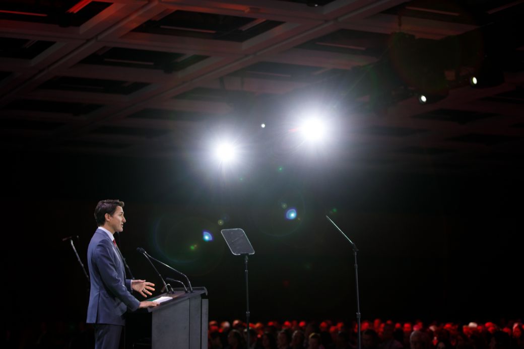 Prime Minister Justin Trudeau addresses the Federation of Canadian ...