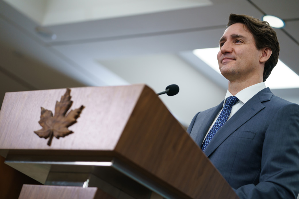 Prime Minister Justin Trudeau delivers remarks during the Generation ...