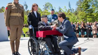 Prime Minister Justin Trudeau takes part in the ceremony celebrating ...