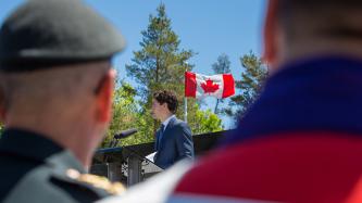 Prime Minister Justin Trudeau takes part in the ceremony celebrating ...
